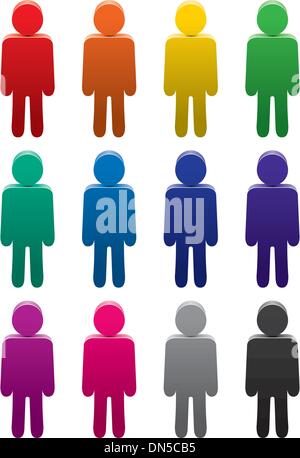 People icon set. Crowd of people, isolated on white background Stock ...