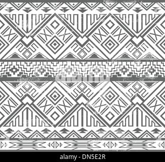 Ikat Aztec ethnic seamless pattern design in black and white color ...