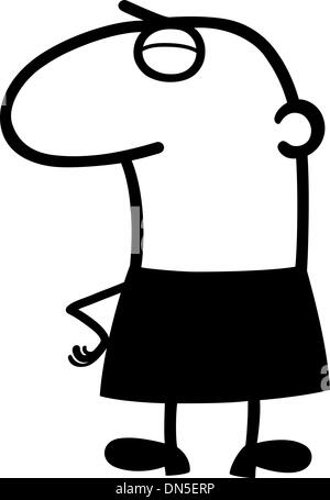 Cartoon Illustration of Funny Skeptic or Calm Man Comic Character Stock ...