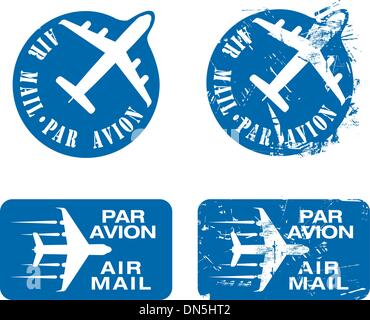 Par Avion or air mail rubber stamps. Grunge and clean vector ...