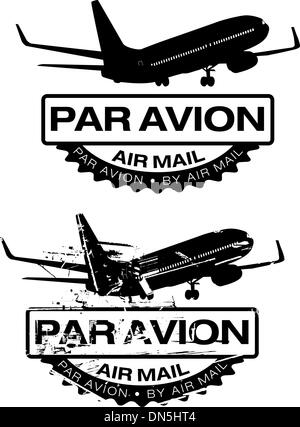 Par Avion or air mail rubber stamps vector illustration Stock Photo - Alamy