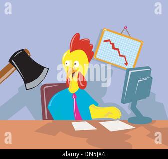 Illustration of a rooster chicken office worker employee working on ...