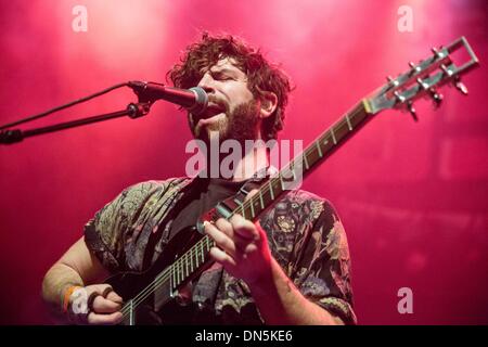 The Foals with lead singer Yannis Philippakis performing on the Pyramid ...