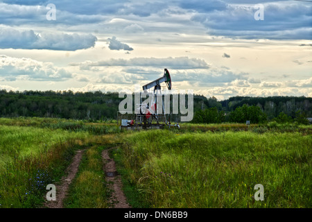 oil pump on a background the forest Stock Photo - Alamy