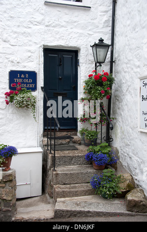 Old Cornish Fishermans Cottage Door Flowers Mousehole Cornwall UK Stock ...