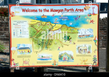 Mawgan Porth Tourist Information Town Map Cornwall UK Stock Photo - Alamy