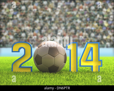 Soccer ball in place of zero in 2014 Stock Photo - Alamy