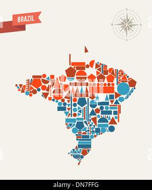 Map of Brazil with geometric figures pattern Vector Stock Vector Image ...