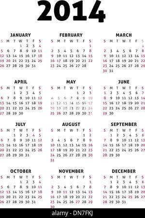 Simple 2014 year calendar, vector illustration Stock Vector Image & Art ...