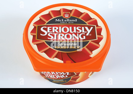 Tub of Spreadable Seriously Strong McLelland cheese spread Stock Photo ...