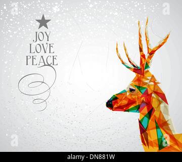 merry christmas poster with reindeer silhouette Stock Vector Image ...