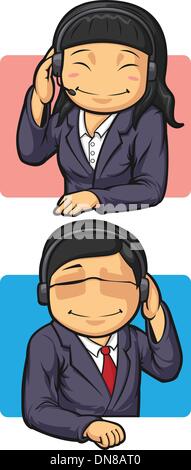 call center worker young woman with earphones and mic gesturing ok boss ...