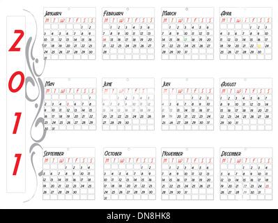 calendar 2011 red Stock Vector Image & Art - Alamy