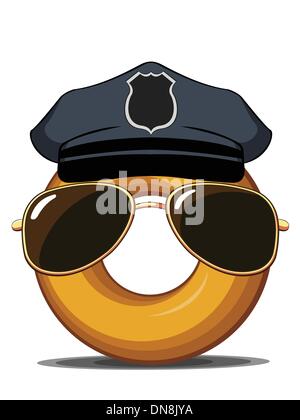 Police officer, policeman with tasty donut. Smiling cartoon character ...