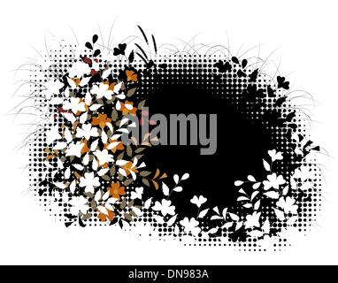 Vector illustration of plants and halftone pattern with all elements as ...