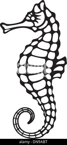 Vector black and white seahorse icon. Under the sea line illustration ...