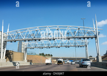 Toll gate on a motorway in Bangkok flooded during the monsoon season ...