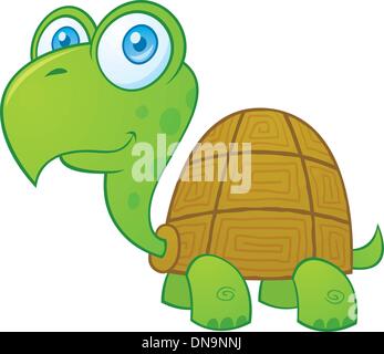 Cute little turtle cartoon character vector illustration. Adorable ...