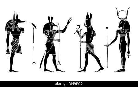 Ancient Egyptian God, Goddess, and deities in stick figure icons ...