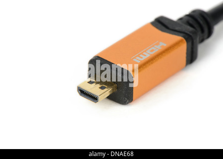 Close up of Gold HDMI cable isolated on white background Stock Photo ...
