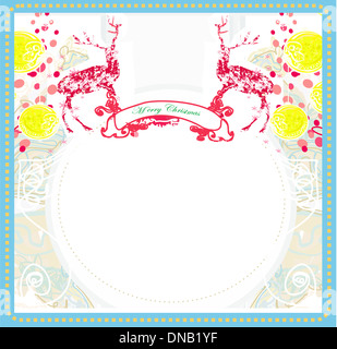 New Year red baubles with deer ornament with falling glitter, Christmas ...