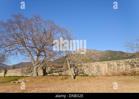 Korean Traditional brickwork rampart in NakAn Town in Korea Stock Photo ...