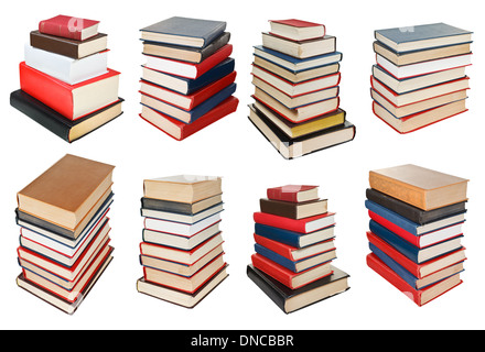 Paper books stacks set isolated on white background Stock Photo - Alamy