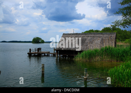 Bosau, pier at Ploener See, lake Ploen, Holsteinische Schweiz ...