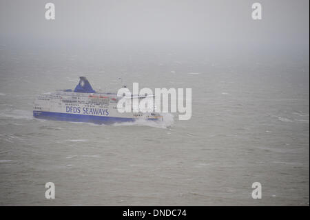 Dover, UK. 23rd Dec, 2013. Storm force winds have caused delays and ...