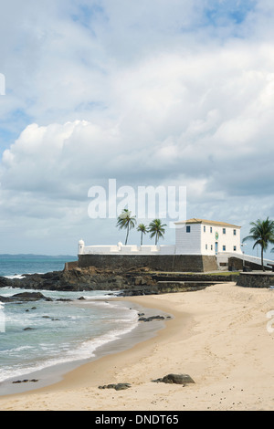 Colonial Fort Santa Maria in Barra Salvador Brazil built on tropical ...