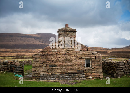 Old stone walls of Burnmouth Bothy, Rackwick Bay, Hoy, Orkney, Scotland ...