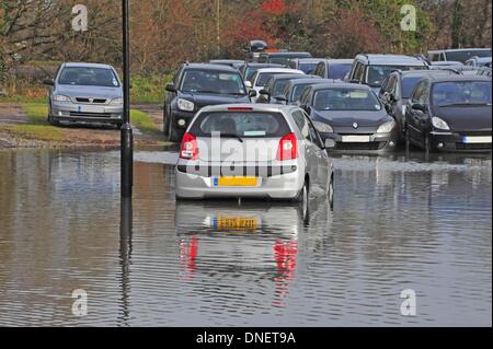 Horley, Surrey, UK. 24th December 2013. Flooded hotel car park in ...