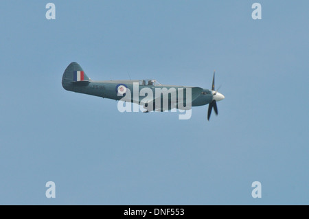 Side view of a Supermarine Spitfire with the RAF roundel on the ...