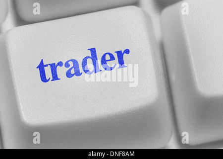 Trader Word On Keyboard Key Representing Market Strategy Stock Photo ...
