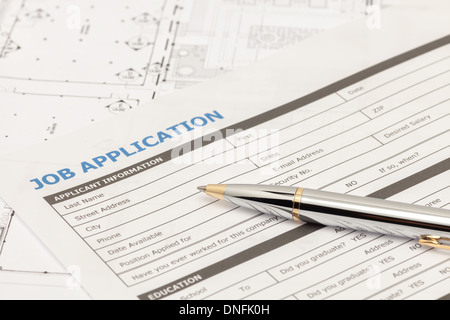 Job application form on architectural plan Stock Photo - Alamy