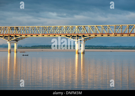 Pakokku Bridge across the Irrawaddy River, Myanmar (Burma Stock Photo ...