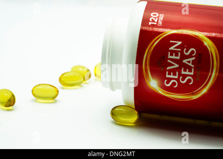 Seven seas cod liver oil omega 3 fish oil plus capsules Stock Photo - Alamy