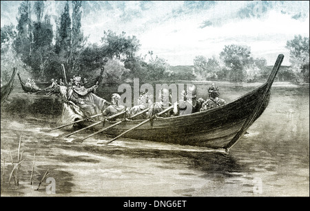 King Edgar the Peaceable - here being rowed down the River Dee by eight ...