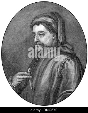 Portrait of Geoffrey Chaucer, ca. 1343 - 1400, part of the Canterbury ...