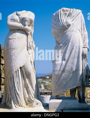 The statues at the House of Cleopatra on Delos Island, Greece Stock ...