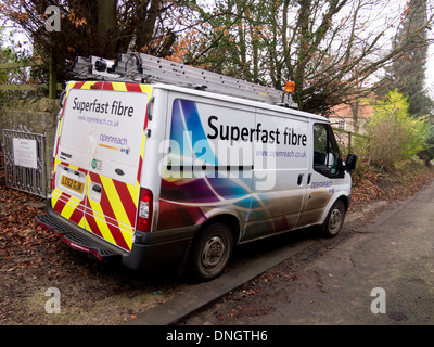 BT fibre broadband van in the town of Clun, Shropshire, England, UK ...