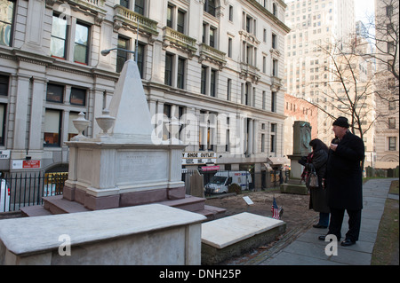 Visitors to Alexander Hamilton's grave in Trinity Churchyard. His wife ...
