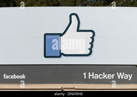 Facebook Like sign. 1 Hacker Way Stock Photo - Alamy