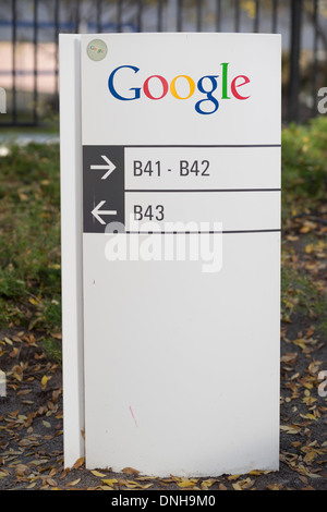 Google sign on Google main campus. Building 43 Lobby Stock Photo - Alamy