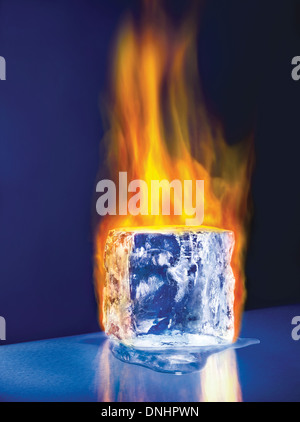 Ice Cube On Fire Stock Photo: 34975274 - Alamy