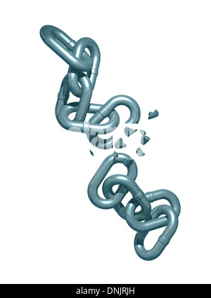 Broken silver chain. Abstract disconnect symbol. Isolated on white ...