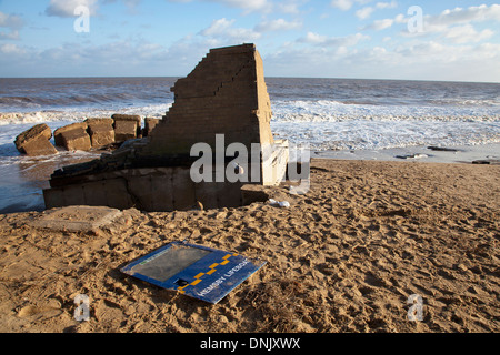 Concrete remains of Hembsy Inshore Lifeboat house after 2013 storm ...
