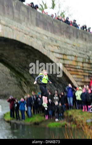 New Year's Day bridge jump into River Dove from Okeover Bridge ...