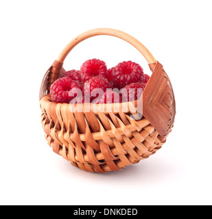 raspberry in a basket isolated on white Stock Photo - Alamy