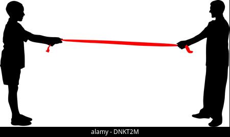 Black silhouettes of people pulling rope Stock Photo: 60393409 - Alamy